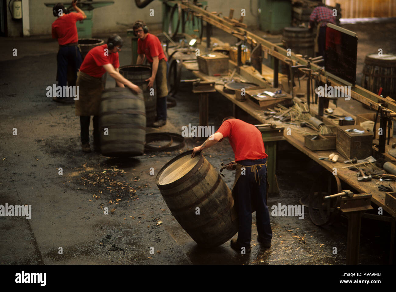 whisky barrel maker artisan Stock Photo - Alamy