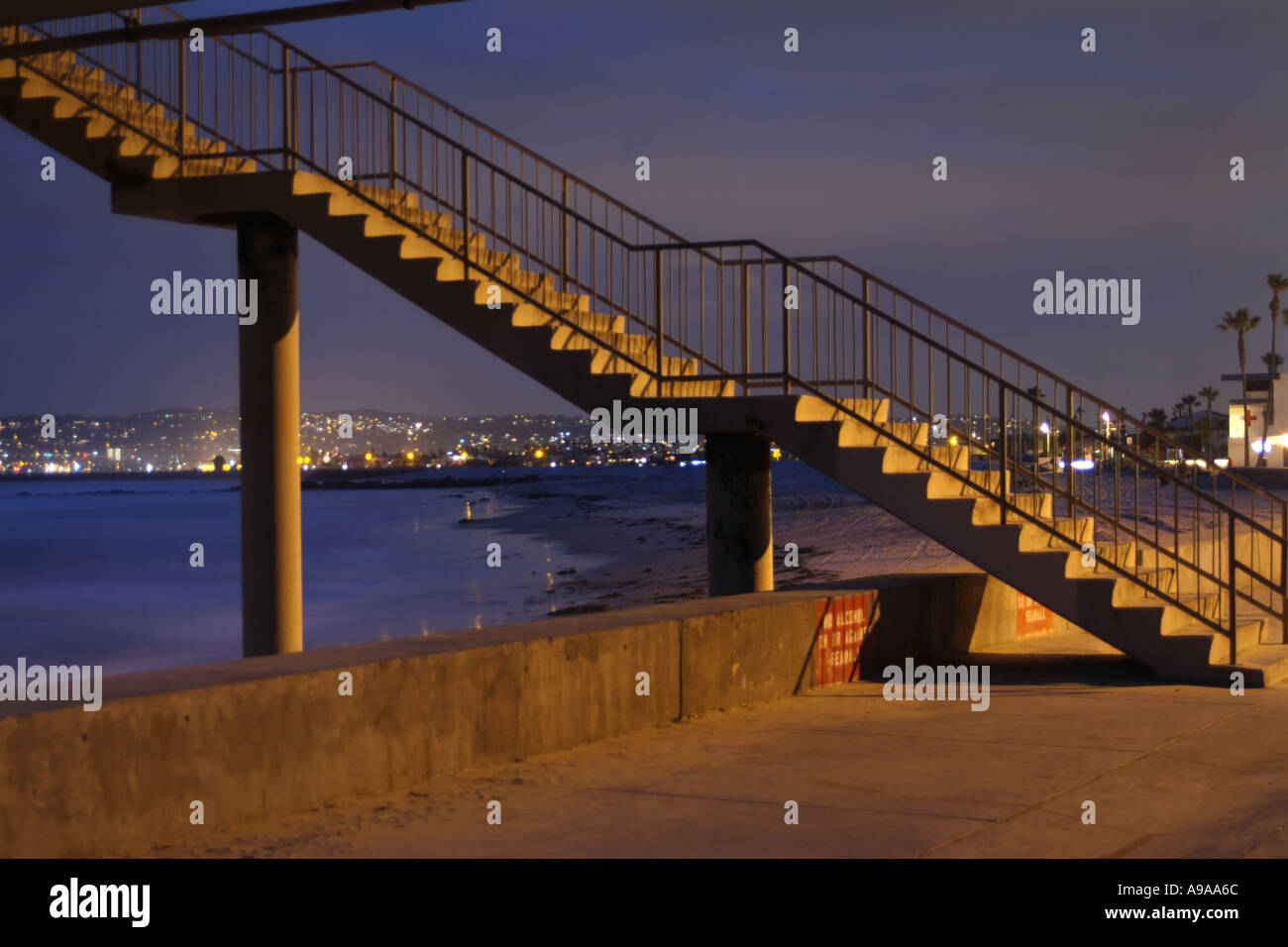 Stairs at night Stock Photo - Alamy