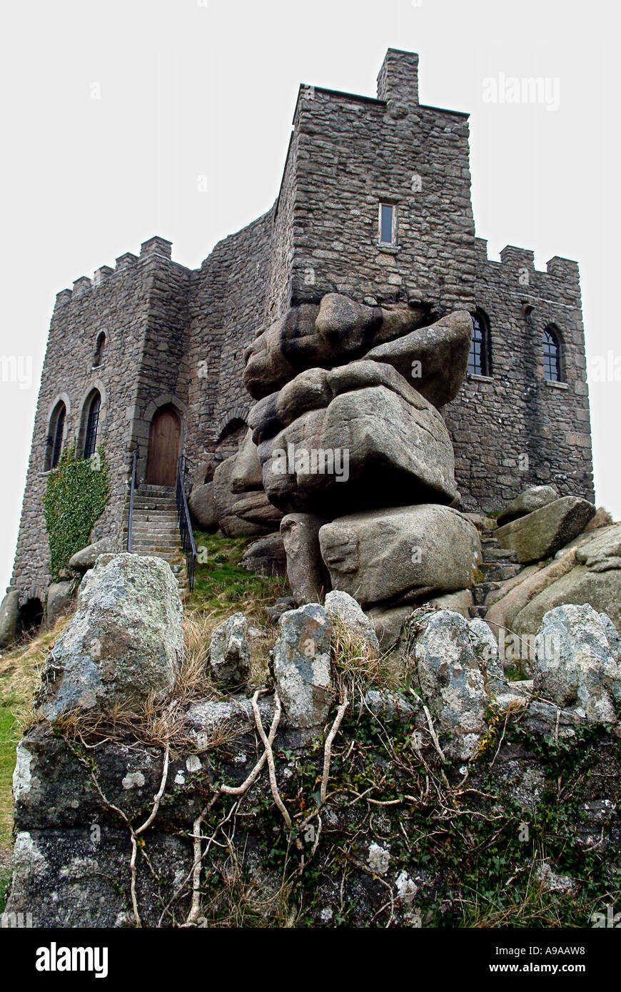 Castle at Carn Brea Cornwall UK Stock Photo - Alamy