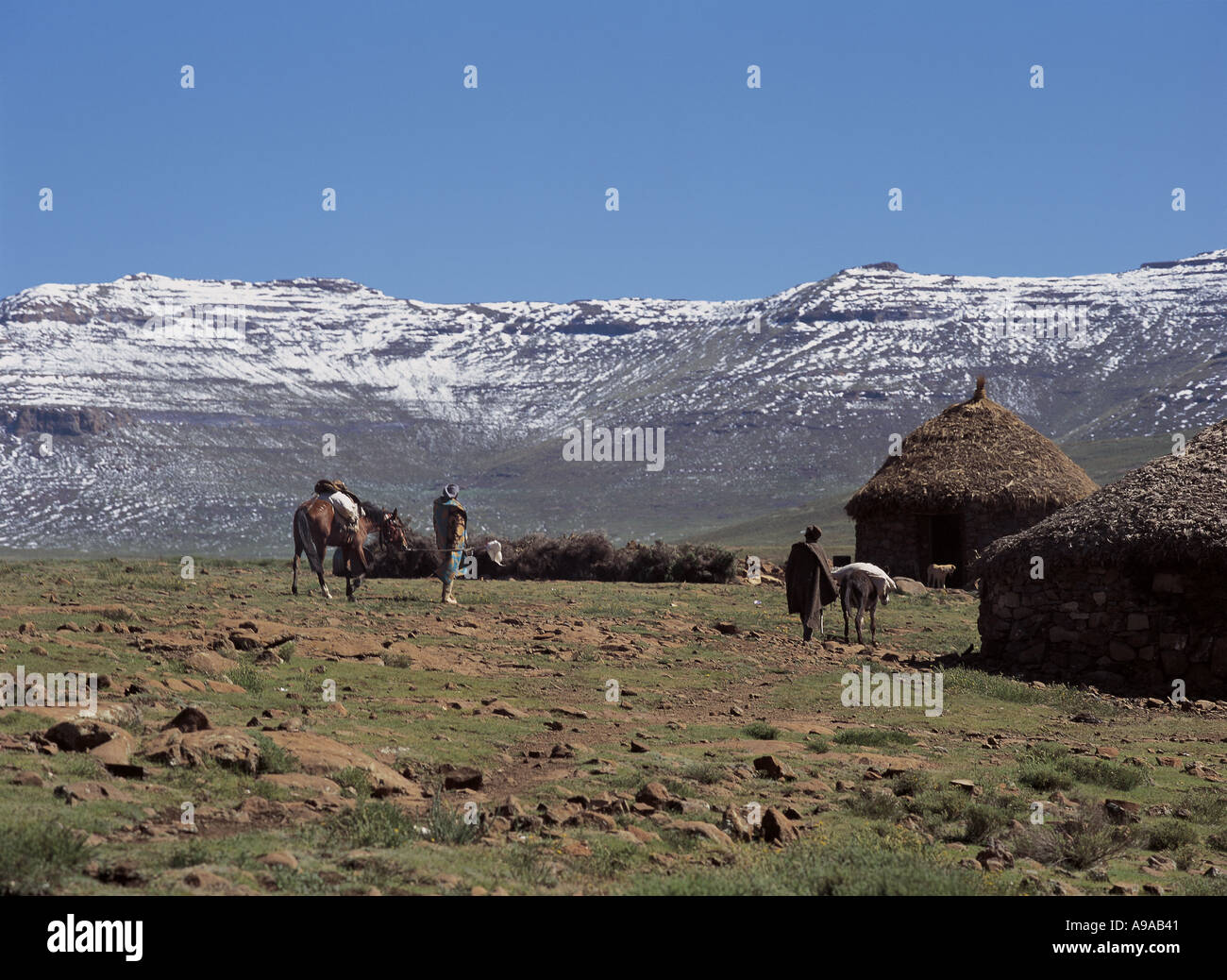 Kingdom of Lesotho Southern Africa Basotho settlement Stock Photo - Alamy
