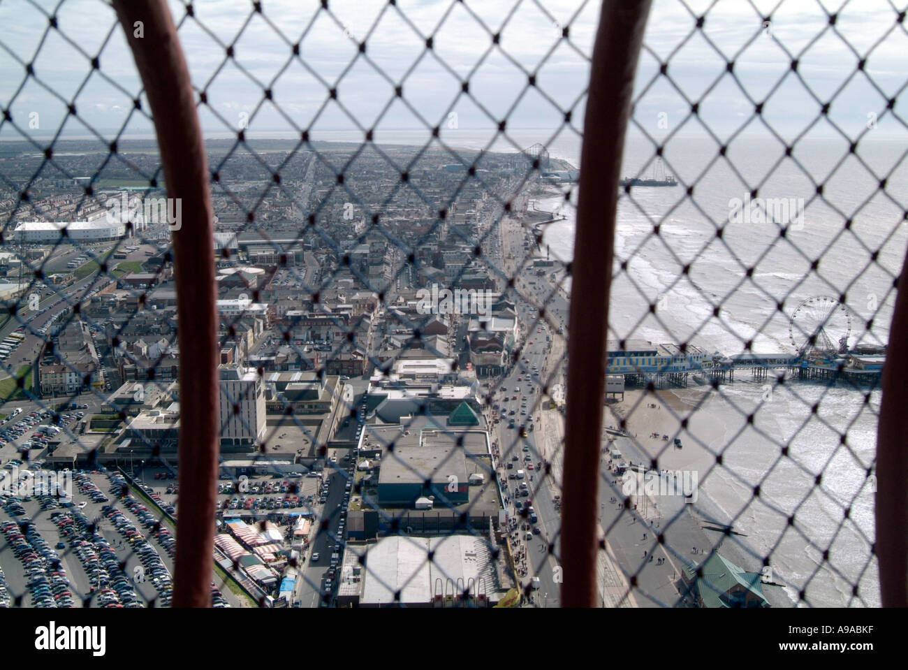 view from top of Blackpool tower irish sea holiday town Stock Photo - Alamy