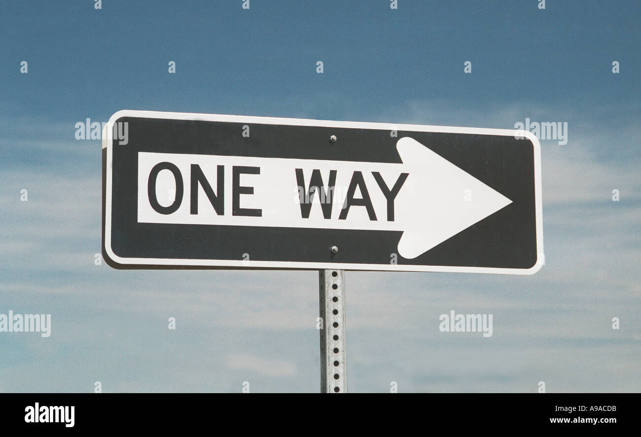 One way road sign Stock Photo - Alamy