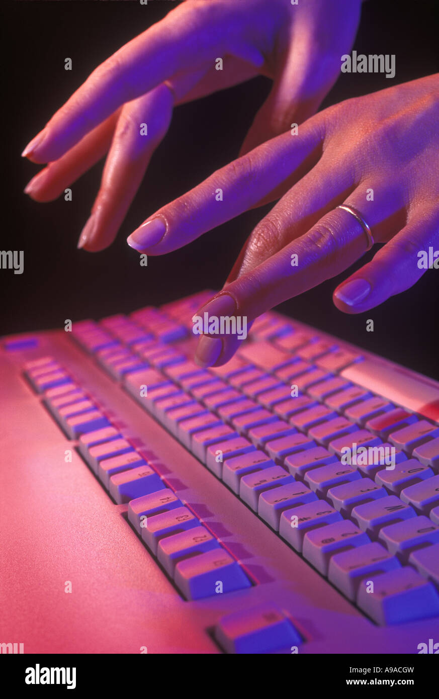 FEMALE HANDS TYPING ABOVE COMPUTER KEYBOARD Stock Photo - Alamy