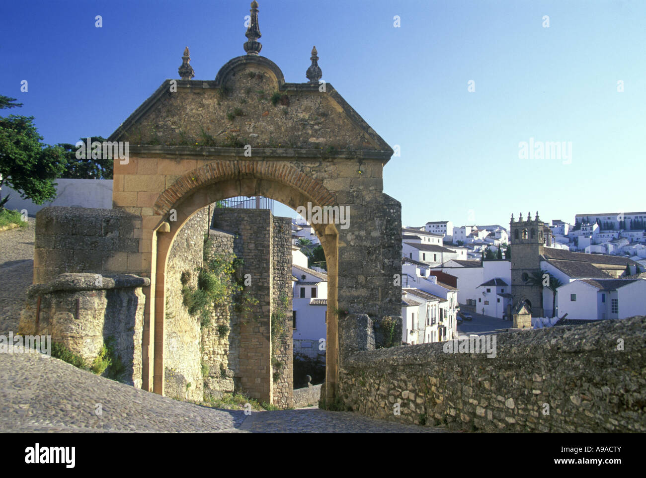 ARCHED GATE OF PHILIP V CITY GATEWAY RONDA ANDALUSIA SPAIN Stock Photo ...