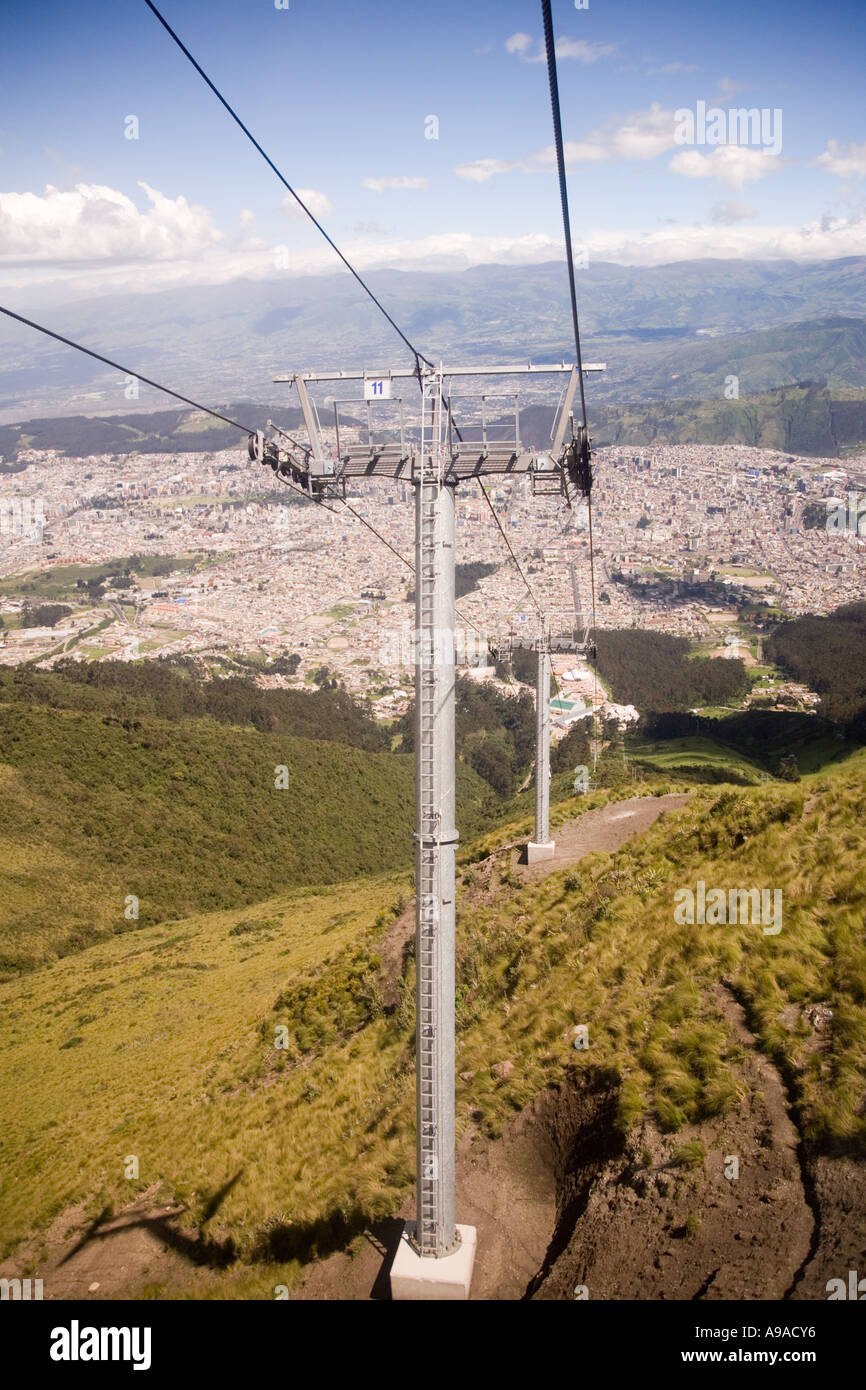 View from one of the cable cars on the new El TeleferiQo overlooking ...