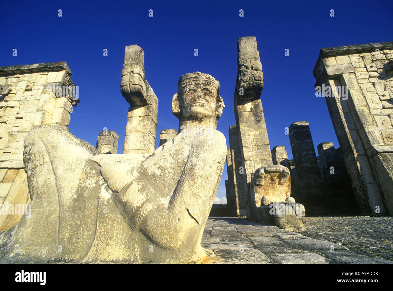 CHAC MOOL ALTAR TEMPLE OF WARRIORS CHICHEN ITZA MAYAN RUINS YUCATAN ...