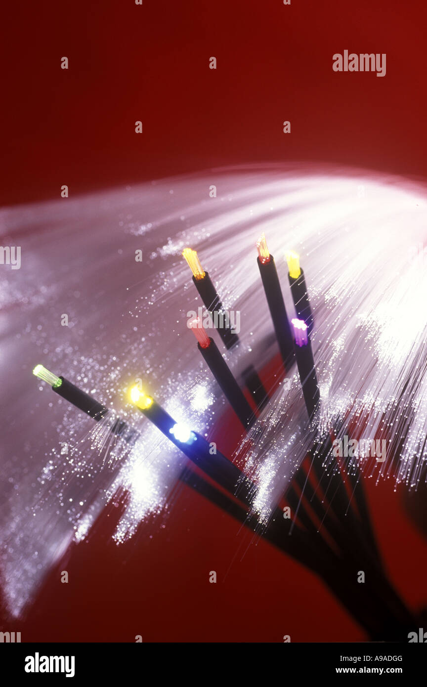 MULTI COLORED LIT TIPS OF FIBER OPTIC STRANDS AND CABLES (©KECK MAURER ...