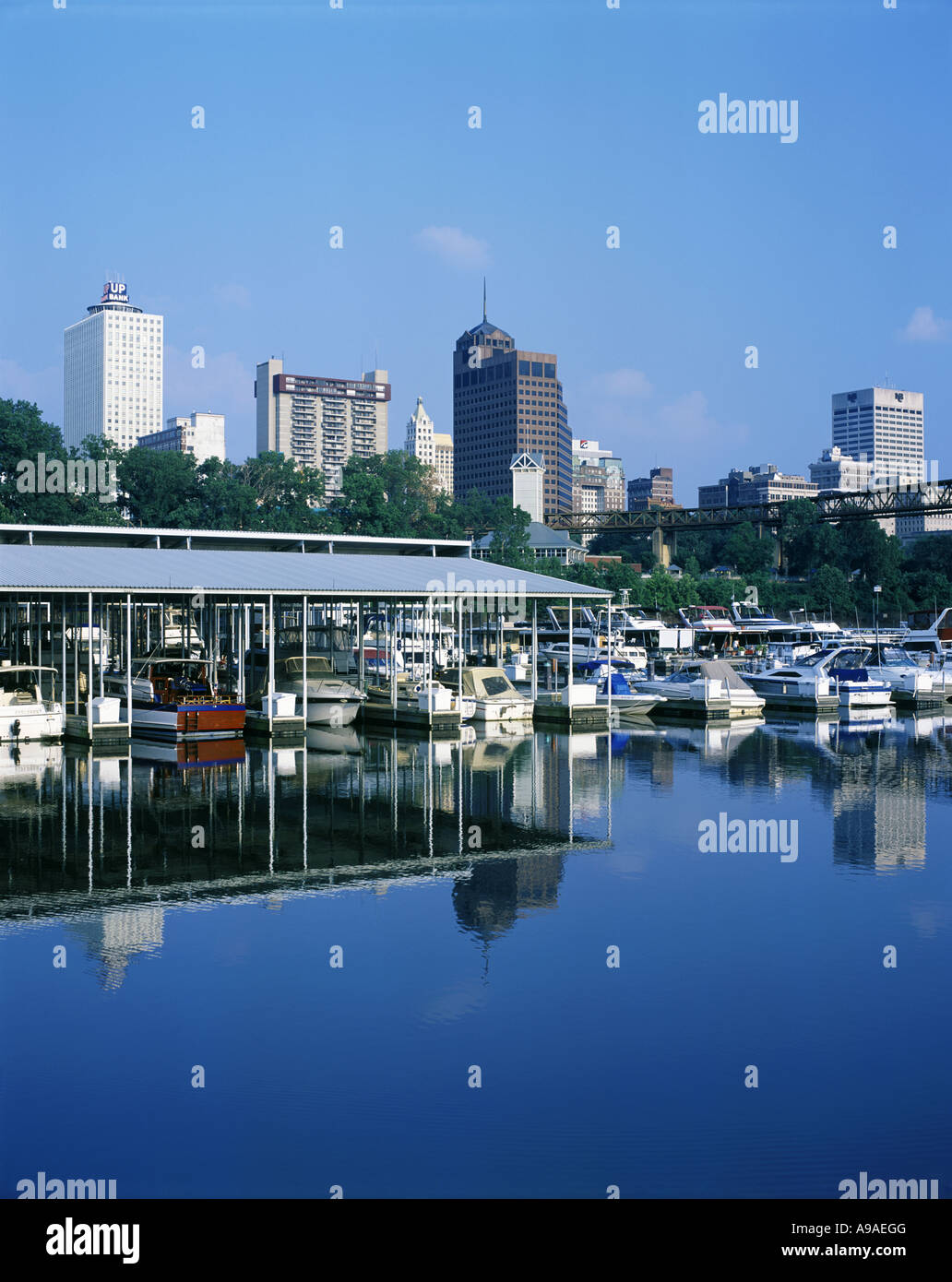 WOLF RIVER HARBOR MUD ISLAND DOWNTOWN SKYLINE MEMPHIS TENNESSEE USA ...