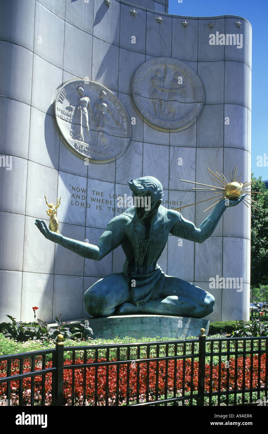 SPIRIT OF DETROIT SCULPTURE DOWNTOWN DETROIT MICHIGAN USA Stock Photo ...