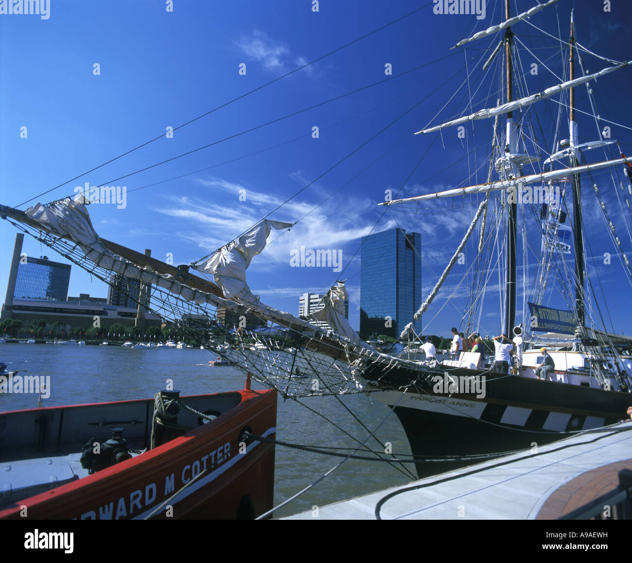 TALL SHIP DOWNTOWN SKYLINE MAUMEE RIVER TOLEDO OHIO USA Stock Photo - Alamy