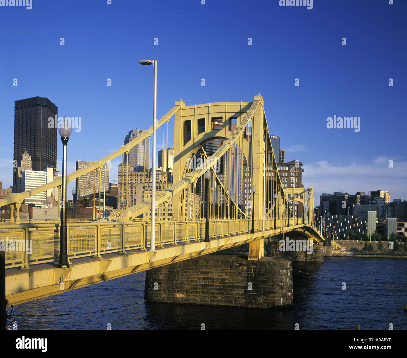 SEVENTH STREET BRIDGE DOWNTOWN SKYLINE PITTSBURGH PENNSYLVANIA USA ...