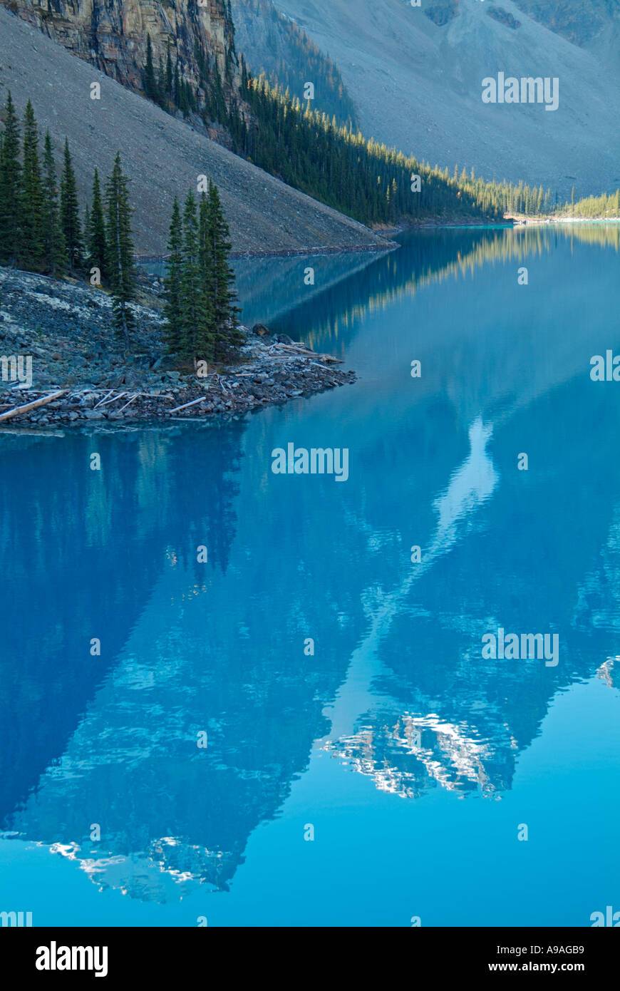 Glacial blue Moraine Lake Banff national Park Alberta Canada North ...
