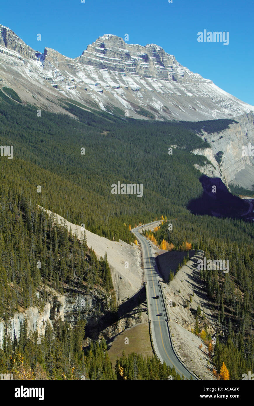 Icefields Parkway at Big Bend Banff national park border Alberta Canada ...