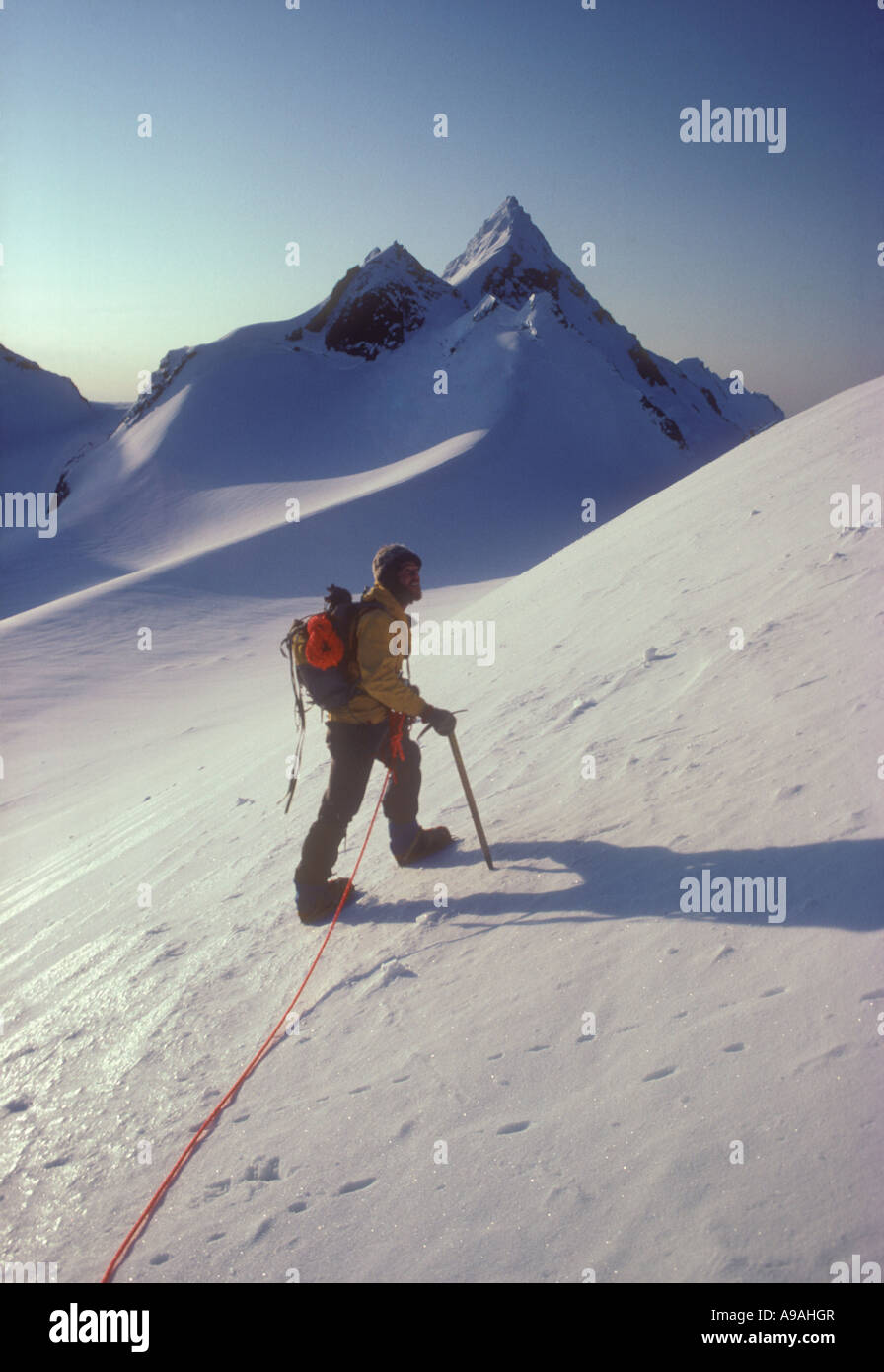 Climber on Portlock glacier, Grewingk - Aialik icefield, Kenai ...