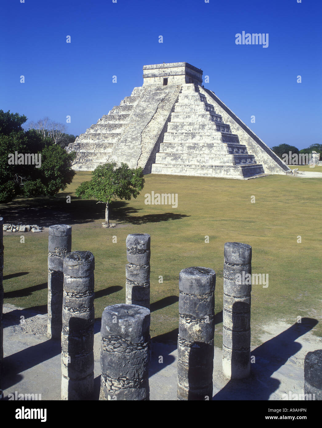 EL CASTILLO KUKULKAN PYRAMID CHICHEN ITZA MAYAN RUINS YUCATAN MEXICO ...
