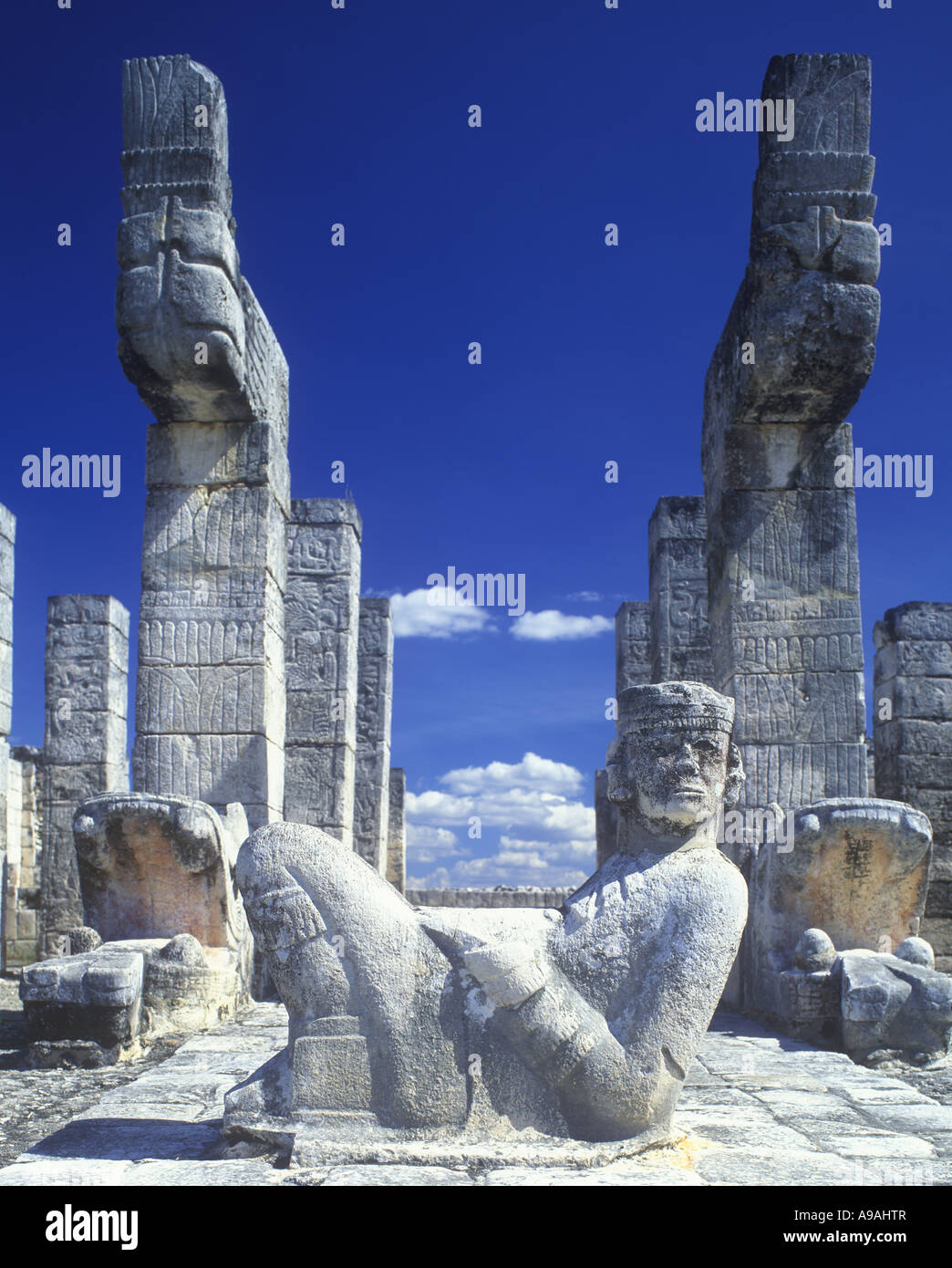 CHAC MOOL ALTAR TEMPLE OF WARRIORS CHICHEN ITZA MAYAN RUINS YUCATAN ...