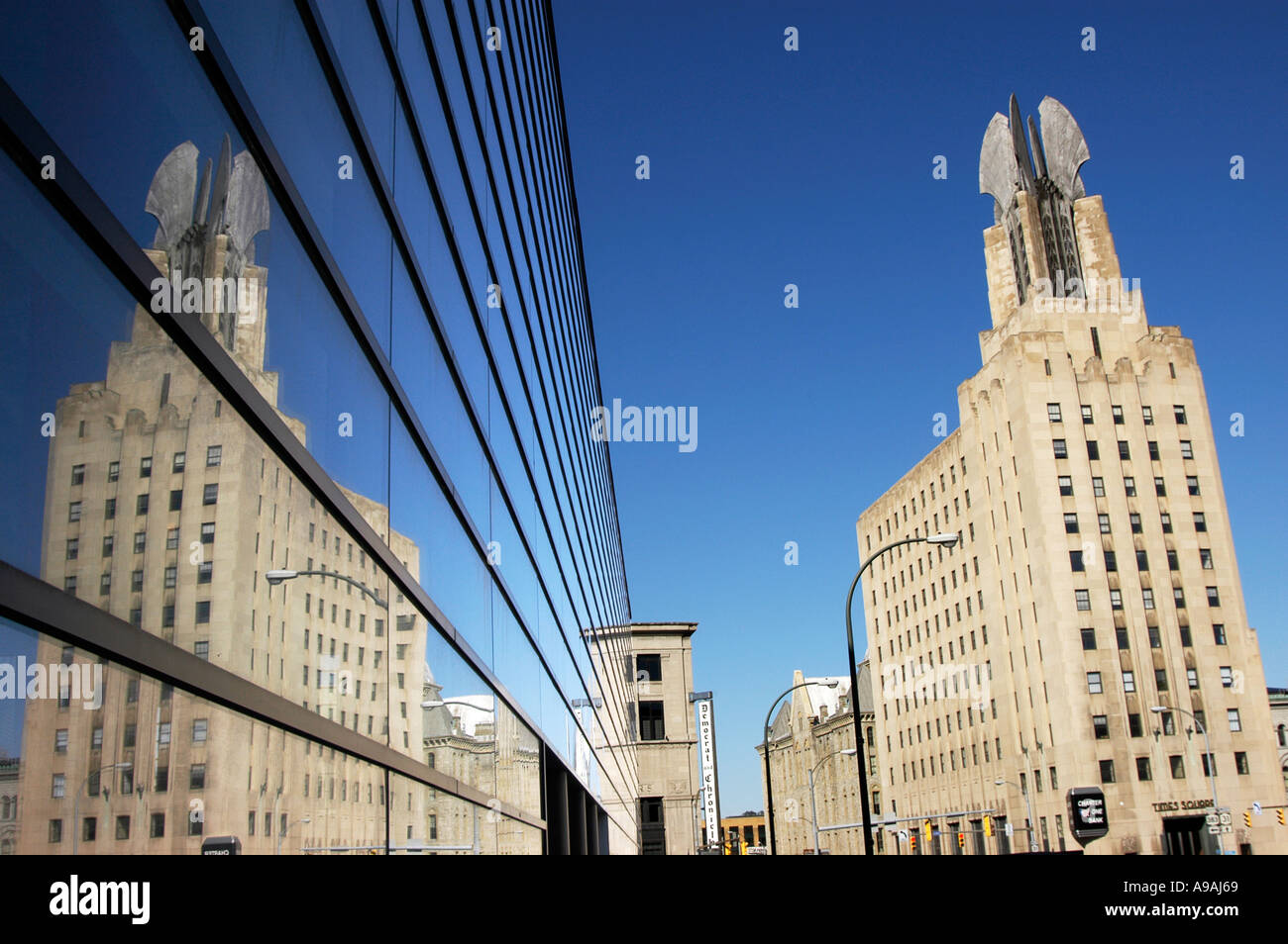 Glass building with reflection Stock Photo - Alamy