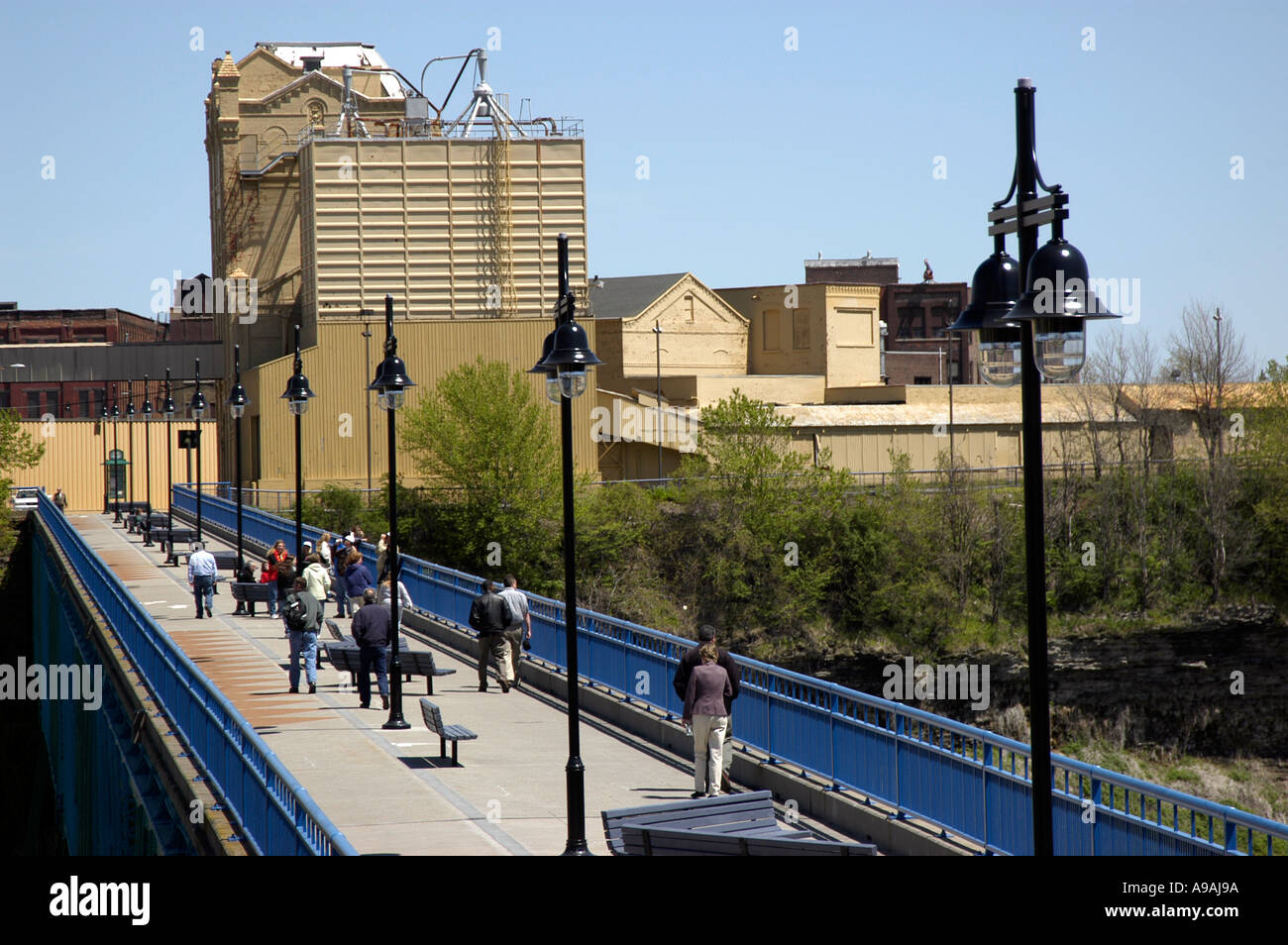 Pedestrian bridge over Genesee River Rochester NY Stock Photo - Alamy