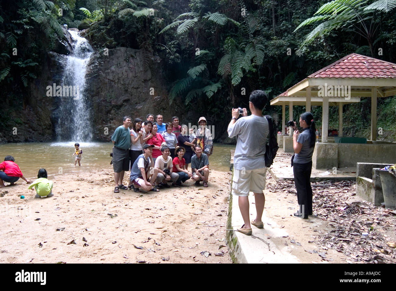 Photo Group at Waterfall Fraser's Hill Stock Photo - Alamy