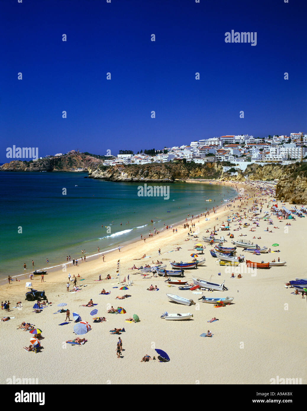 FISHERMANS BEACH ALBUFEIRA FISHING VILLAGE ALGARVE COASTLINE PORTUGAL ...