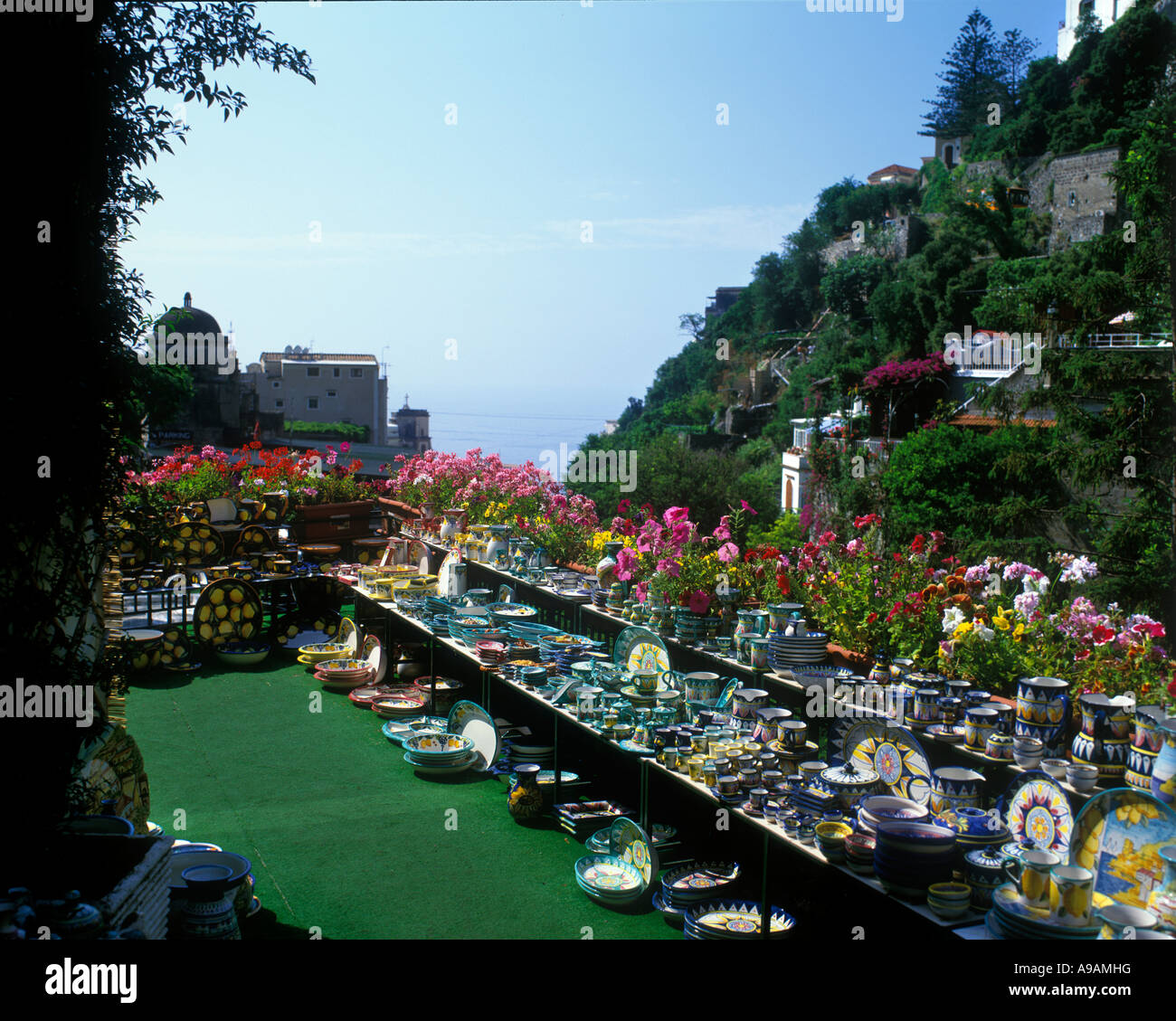 CERAMIC SOUVENIRS GIFTSHOP POSITANO AMALFI COASTLINE ITALY Stock Photo ...