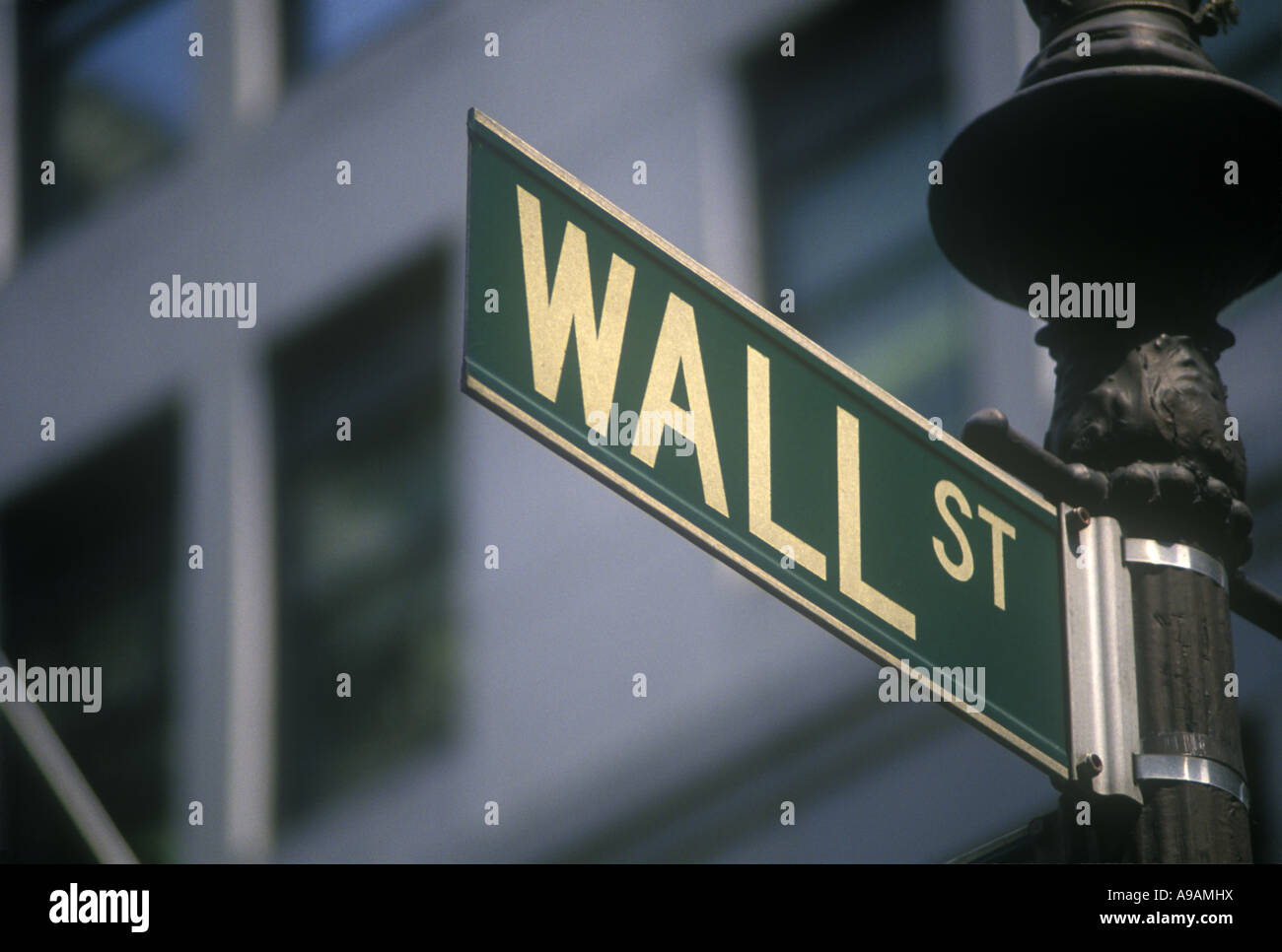 WALL STREET SIGN FINANCIAL DISTRICT MANHATTAN NEW YORK CITY USA Stock ...