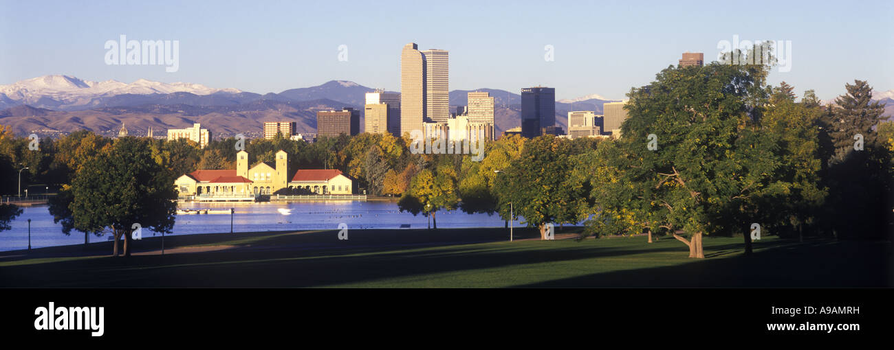 FALL FOLIAGE CITY PARK DOWNTOWN SKYLINE DENVER COLORADO USA Stock Photo ...