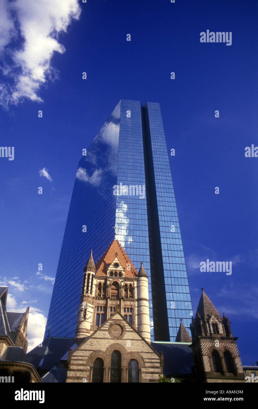 TRINITY CHURCH AND JOHN HANCOCK TOWER BUILDING BOSTON MASSACHUSETTS USA ...