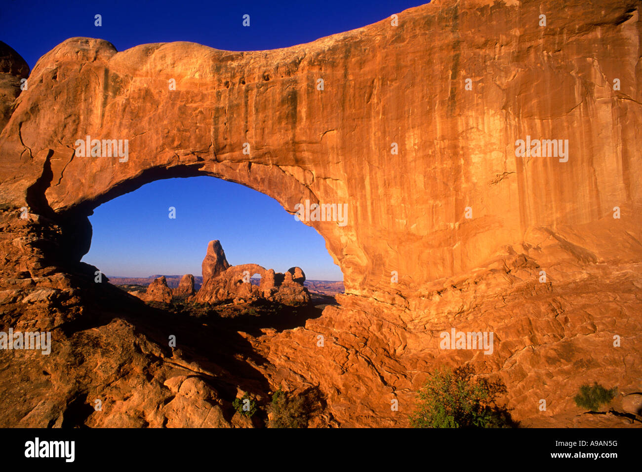 TURRET ARCH THROUGH NORTH WINDOW ARCHES NATIONAL PARK UTAH USA Stock ...