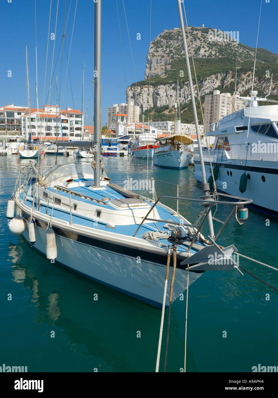 Gibraltar Yachts in Marina Bay with the Rock in background Stock Photo ...
