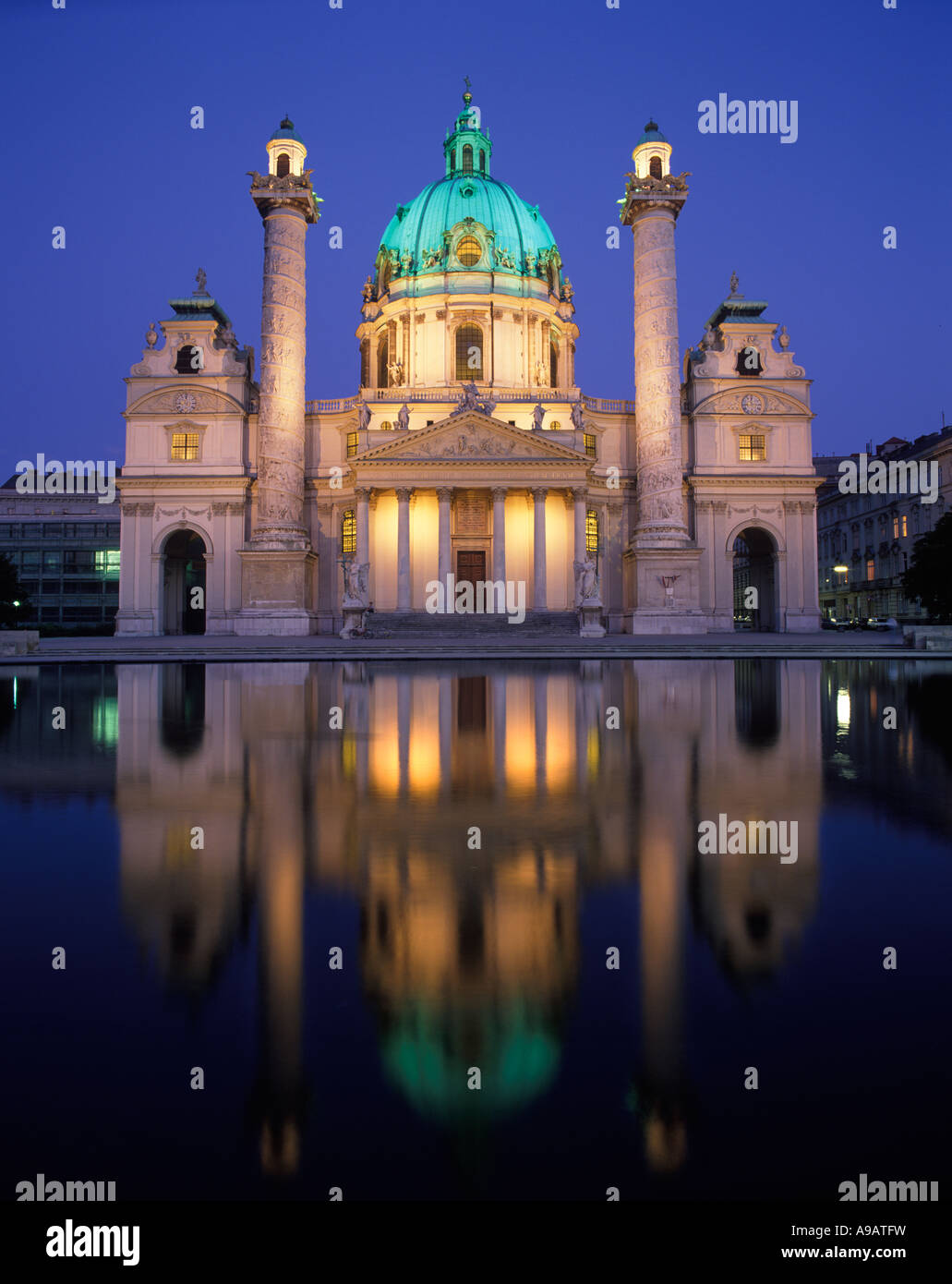 KARLSKIRCHE CHURCH OF SAINT CHARLES BORROMEO KARLSPLATZ VIENNA AUSTRIA ...
