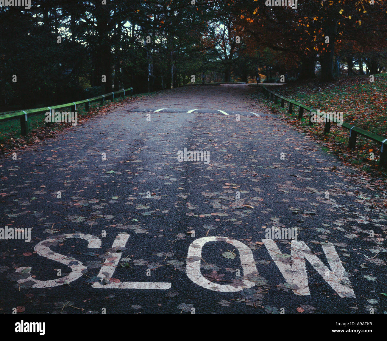 Slow road marking hi-res stock photography and images - Alamy