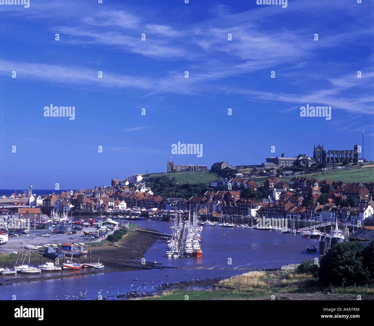 RIVER ESK WHITBY HARBOUR NORTH YORKSHIRE ENGLAND UK Stock Photo - Alamy
