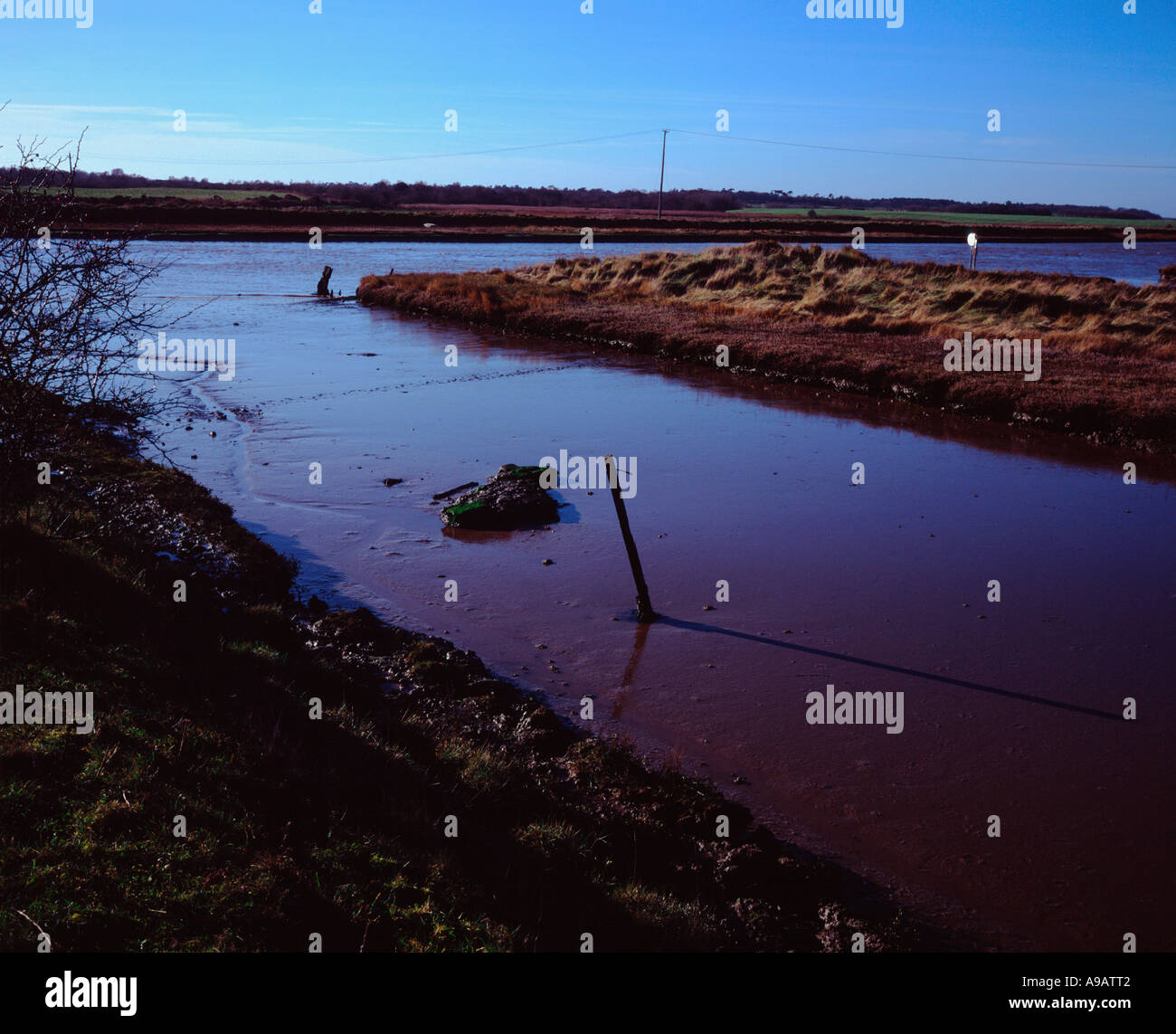 The River Blyth winding through the marshes between Southwold and ...