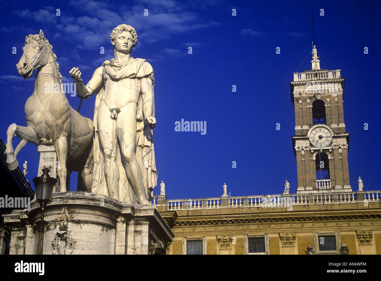 CASTOR DIOSCURI STATUE CORDONATA STEPS CAMPIDOGLIO ROME ITALY Stock ...