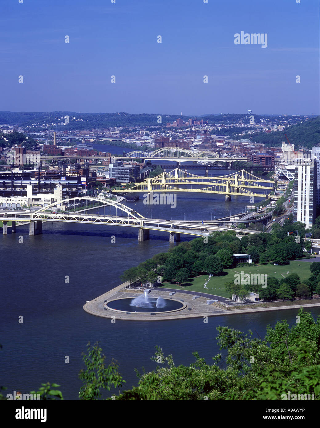 ALLEGHANY RIVER BRIDGES THE POINT STATE PARK PITTSBURGH PENNSYLVANIA ...
