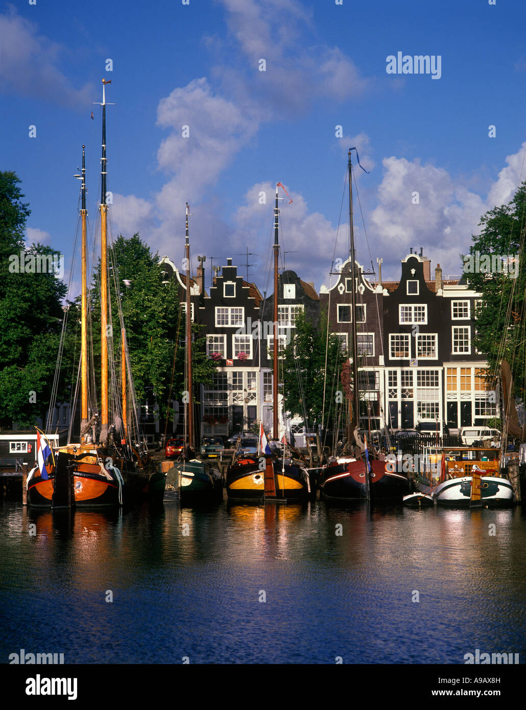 1989 HISTORICAL ROW OF CANAL BARGES ZAND HOEK WESTER DOK AMSTERDAM ...