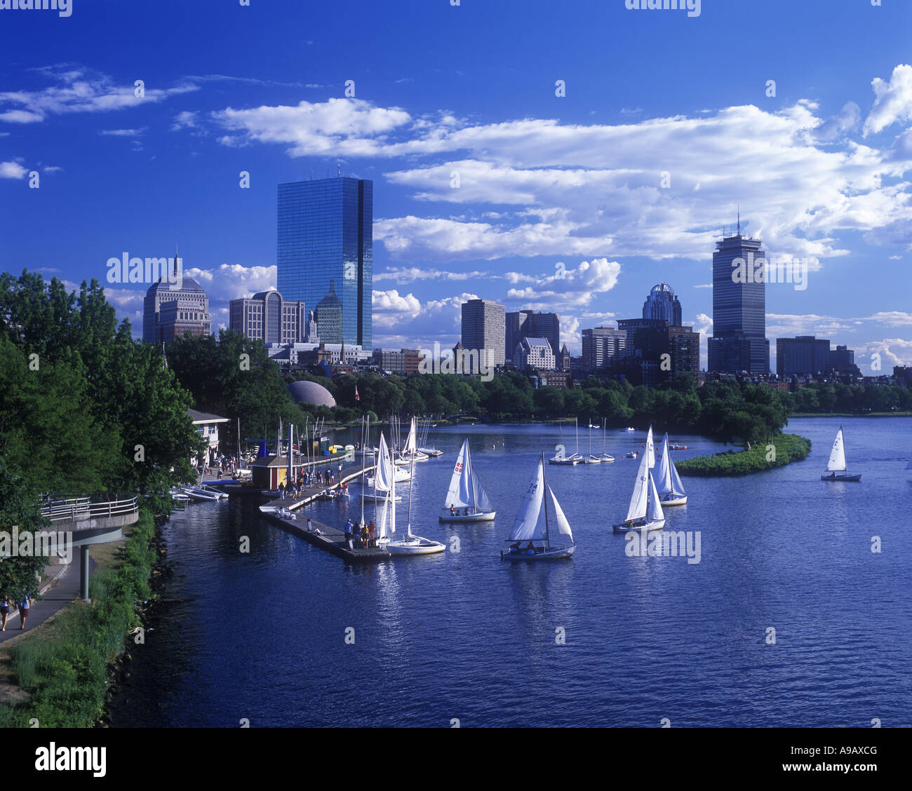 SAILBOATS BACK BAY SKYLINE BOSTON MASSACHUSETTS USA Stock Photo - Alamy
