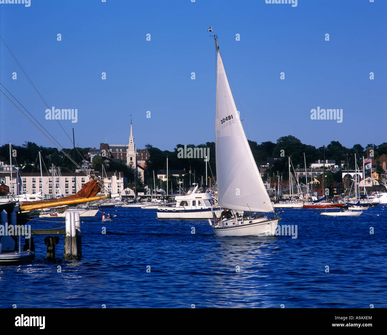 SAILBOAT NEWPORT HARBOR RHODE ISLAND USA Stock Photo - Alamy