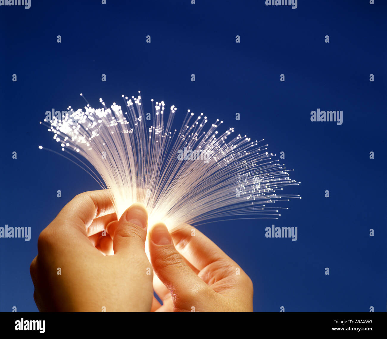 LIT TIPS OF FIBER OPTIC STRANDS (©KECK MAURER & SCHULTZ / CORNING GLASS ...
