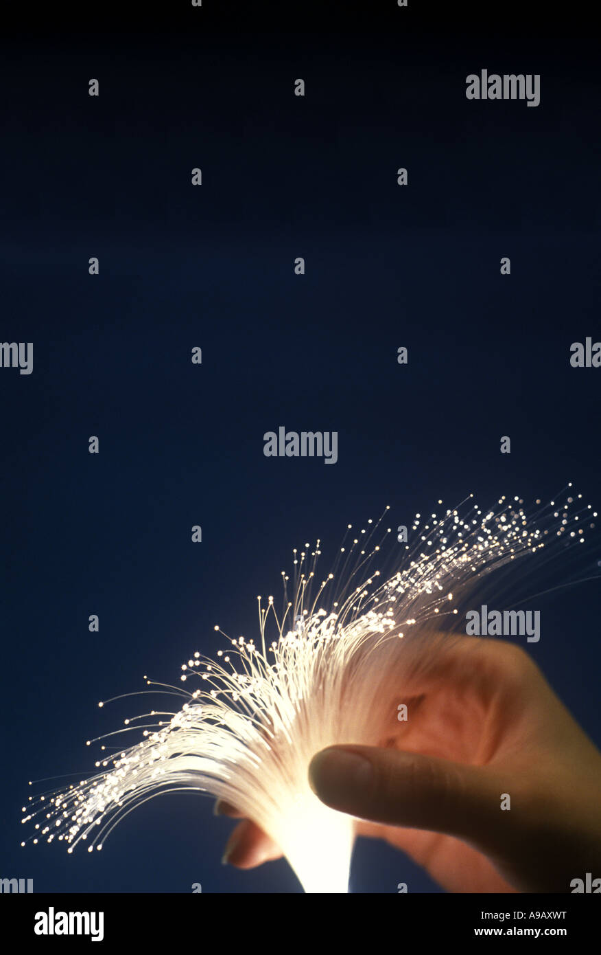 LIT TIPS OF FIBER OPTIC STRANDS (©KECK MAURER & SCHULTZ / CORNING GLASS ...