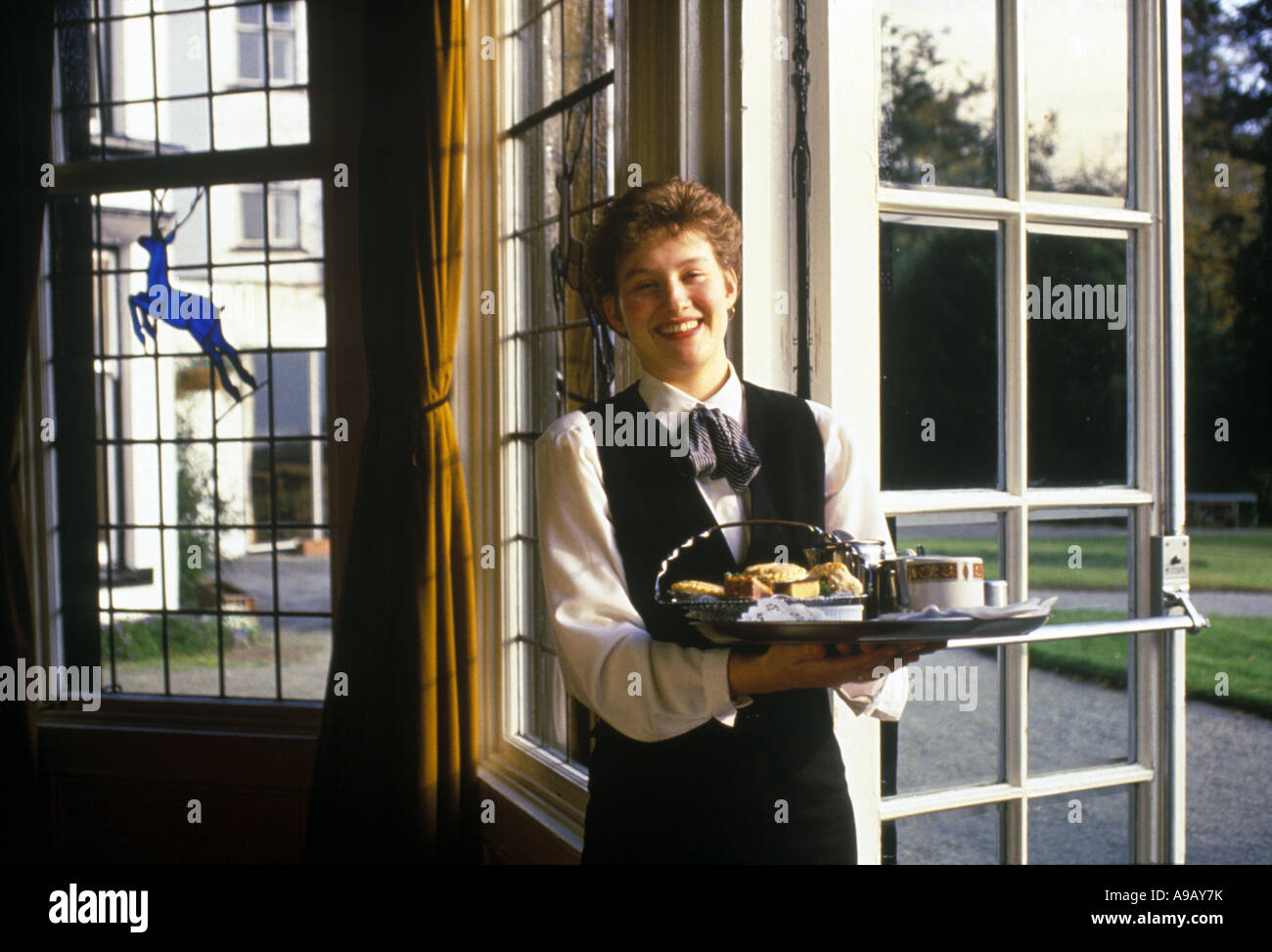 SMILING WAITRESS HOLDING TRAY OF AFTERNOON TEA DERWENTWATER HOTEL ...