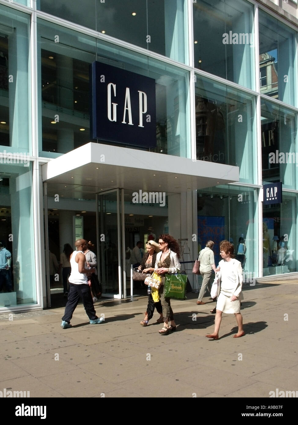 Oxford Street London Gap store and window display Stock Photo - Alamy