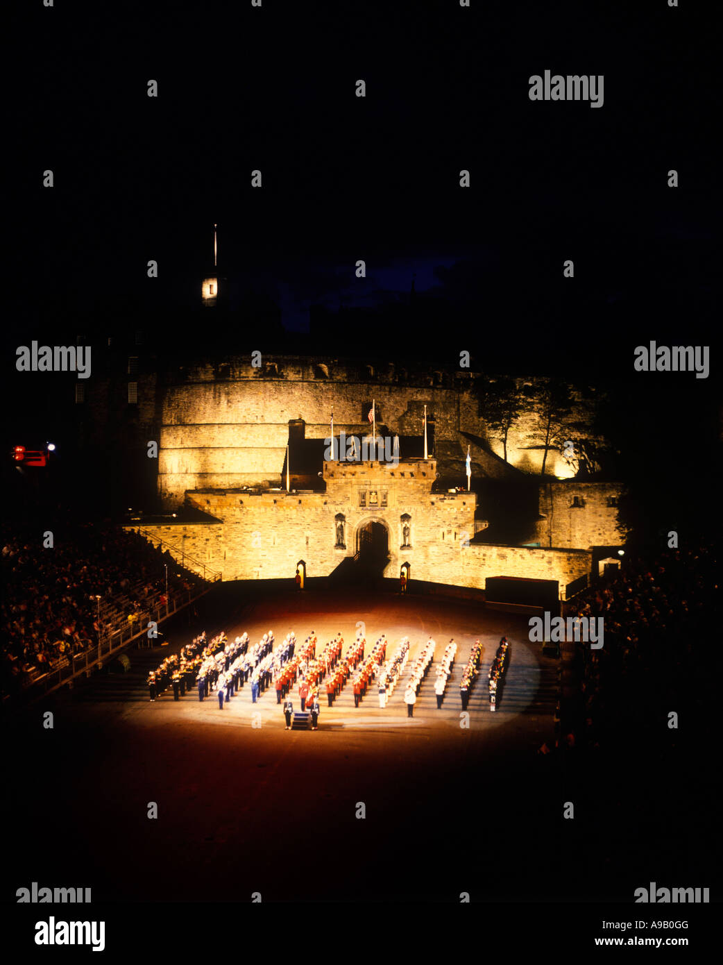 MARCHING BANDS MILITARY TATTOO EDINBURGH CASTLE ESPLANADE SCOTLAND UK ...