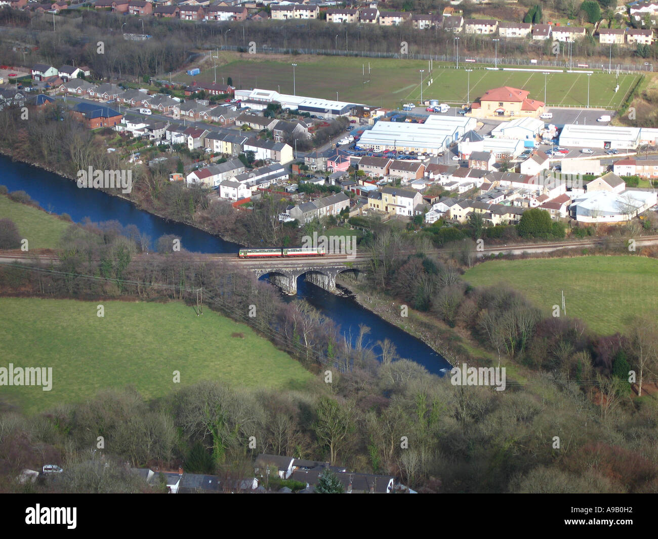 Sprinter Train on Valleys Line Bridge River Taff Taffs Well South Wales ...