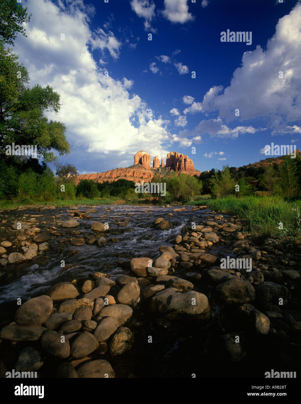 CATHEDRAL ROCK FROM RED ROCK CROSSING OF OAK CREEK RIVER SEDONA ARIZONA ...