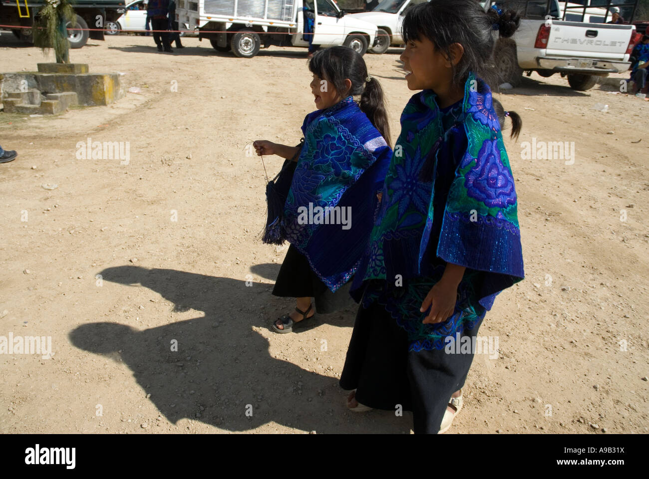 Children running Zinacantan Chiapas Mexico Stock Photo - Alamy