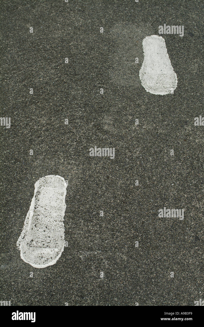 Painted footsteps on pavement Chemainus Vancouver Island British ...