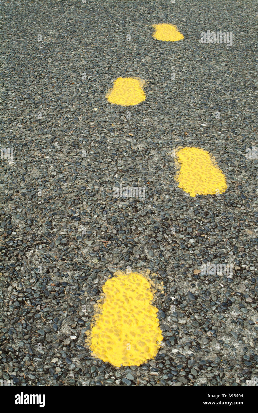 Painted footsteps on pavement Chemainus Vancouver Island British ...