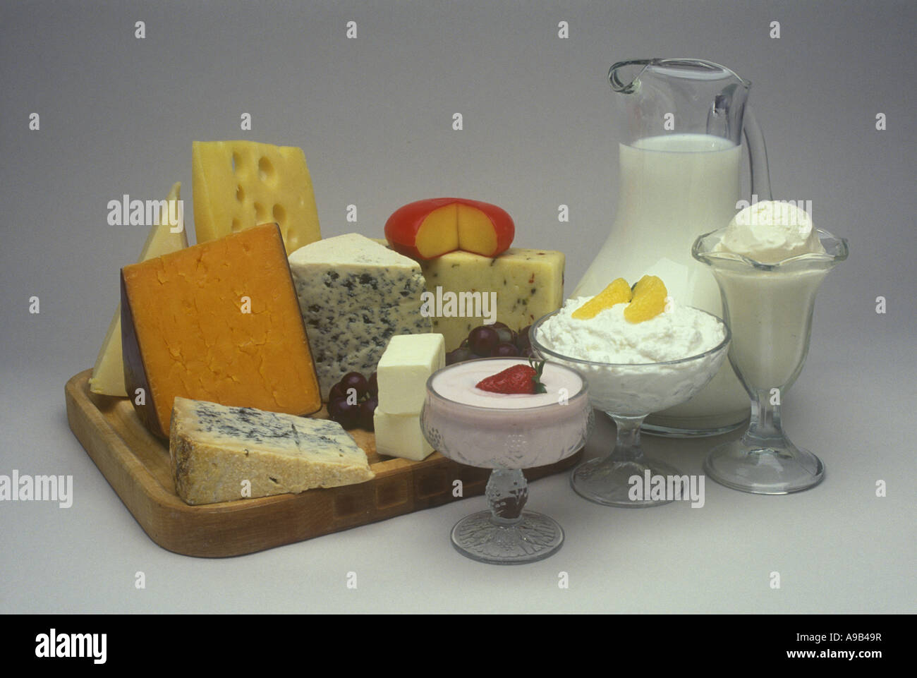 GROUP OF CHEESES MILK PRODUCTS Stock Photo - Alamy